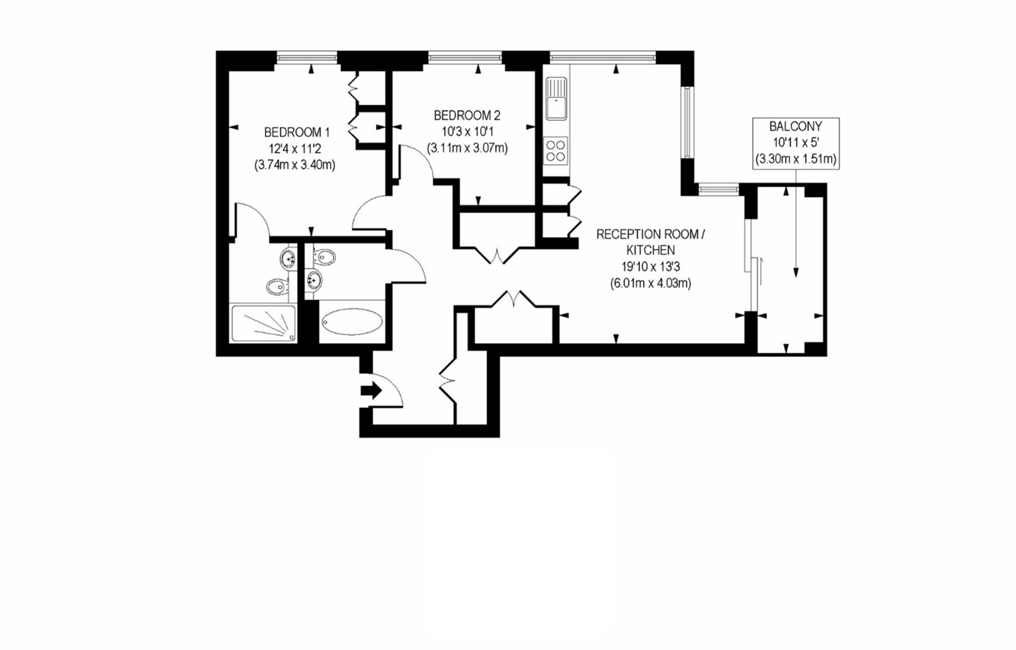 London - 2 Bed Flat, Duval House, SW11 - To Rent Now for £3,350.00 p/m